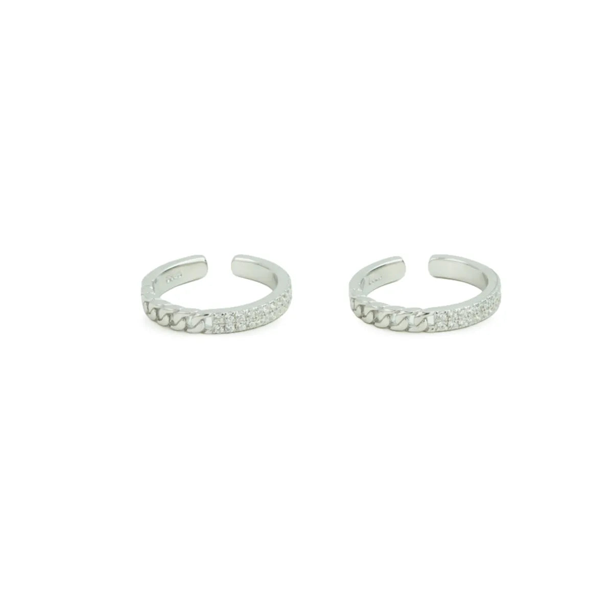 Crystal Chain Silver Adjustable Toe Rings – White Velvet
